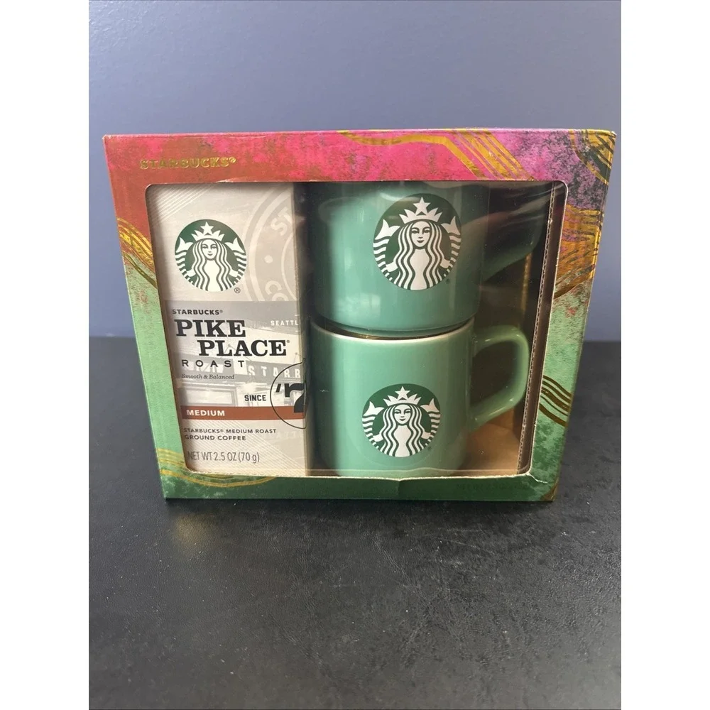 Starbucks | Kitchen | Starbucks Gift Set Two 1 Oz Mugs With Pikes Place ...